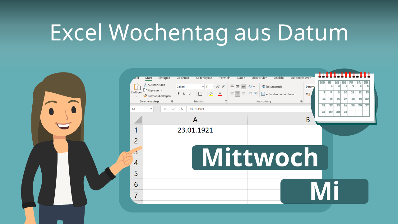 Excel Wochentag aus Datum ermitteln • Schritt für Schritt · [mit Video]