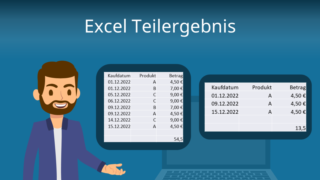 Excel TEILERGEBNIS • Funktion einfach erklärt, mit Beispiel · [mit Video]